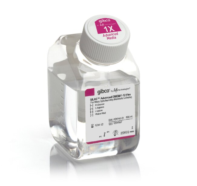 SILAC Advanced DMEM/F-12 Flex 培养基，不含葡萄糖，不含酚红 500 mL | Buy Online | Gibco™ | thermofisher.cn