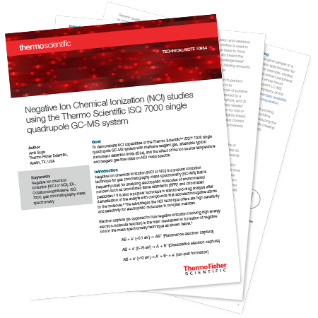 Negative Ion Chemical Ionization (NCI) studies using the Thermo Scientific ISQ 7000 single ...