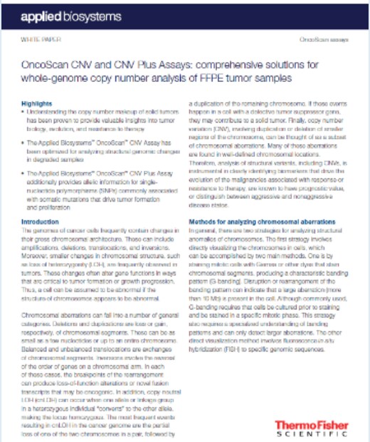 OncoScan CNV Assay | OncoScan FFPE Assay Kit | Thermo Fisher Scientific ...